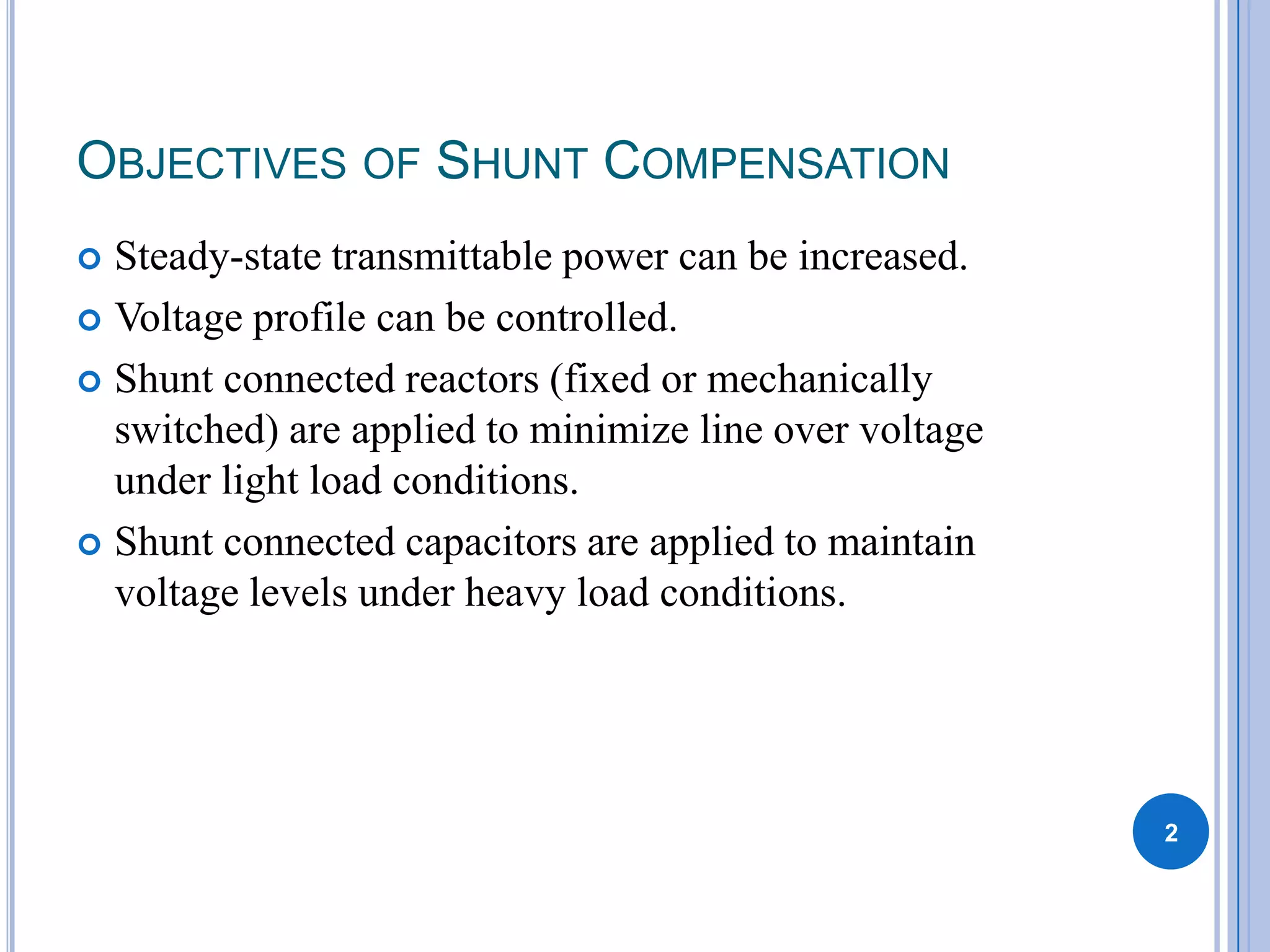Objectives of shunt compensation | PPTX