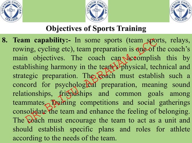 Objectives of sports training | PPTX