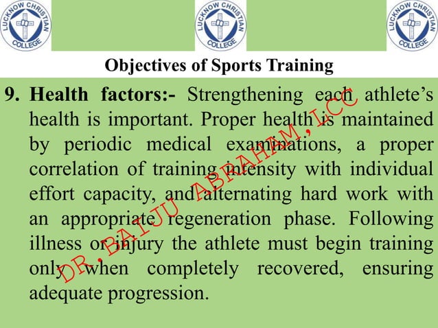 Objectives of sports training | PPTX