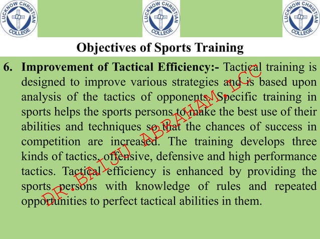 Objectives of sports training | PPTX
