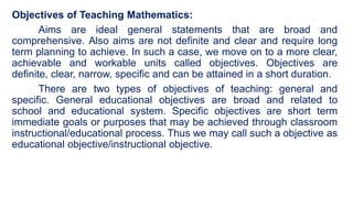 Objectives of Teaching Mathematics | PPTX