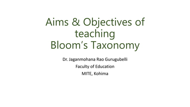 Objectives of teaching mathematics & Blooms Taxonomy | PPTX