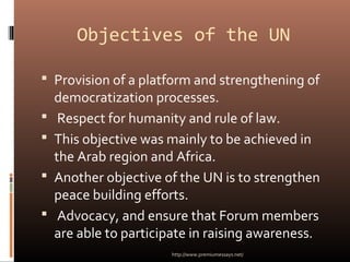 Objectives of united nations | PPT