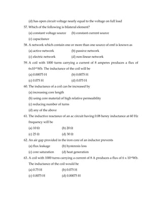 Electrical Circuits Objective Type Questions - Mathan | PDF