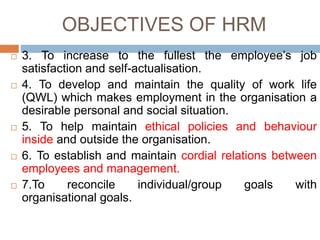 Objectives, scope and functions of hrm | PPTX
