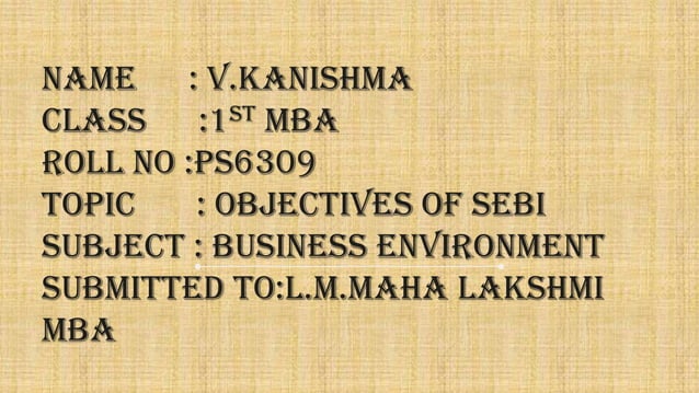 OBJECTIVES OF SEBI | PPTX