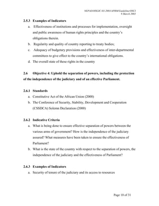 Objectives standards criteria and indicators for the african peer ...