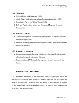 Objectives standards criteria and indicators for the african peer ...