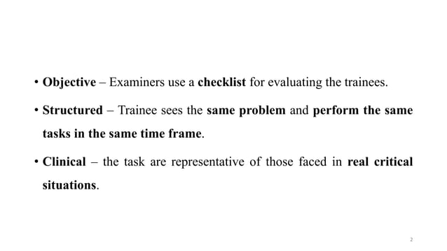 Objective Structured Clinical Examination (OSCE) | PPTX | Medical Tests ...