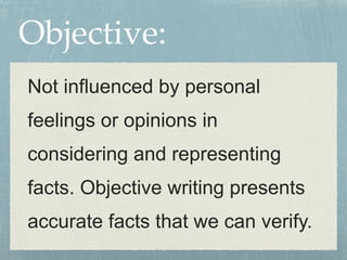 Objective vs Subjective Writing | PDF