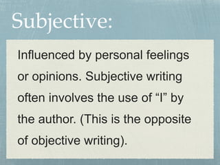 Objective vs Subjective Writing | PDF