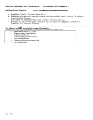 Objective tips | DOC | Educational Assessment | Education