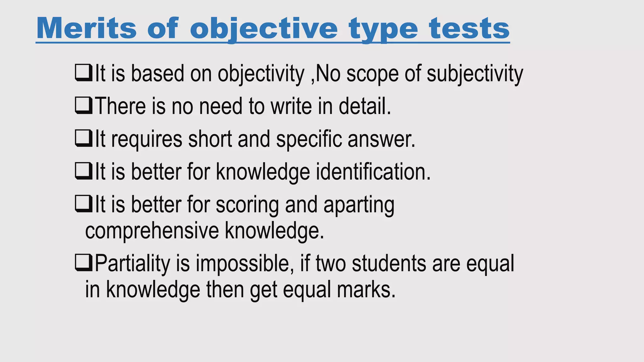 Objective type tests items - Merits and Demerits || merits and Demerits ...