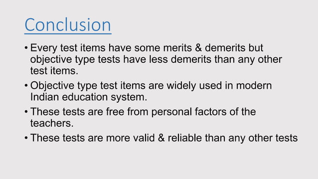 Objective type tests items - Merits and Demerits || merits and Demerits ...