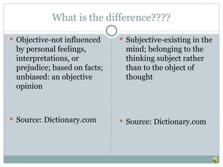 Objective Vs Subjective