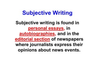 Objective vs subjective | PPTX