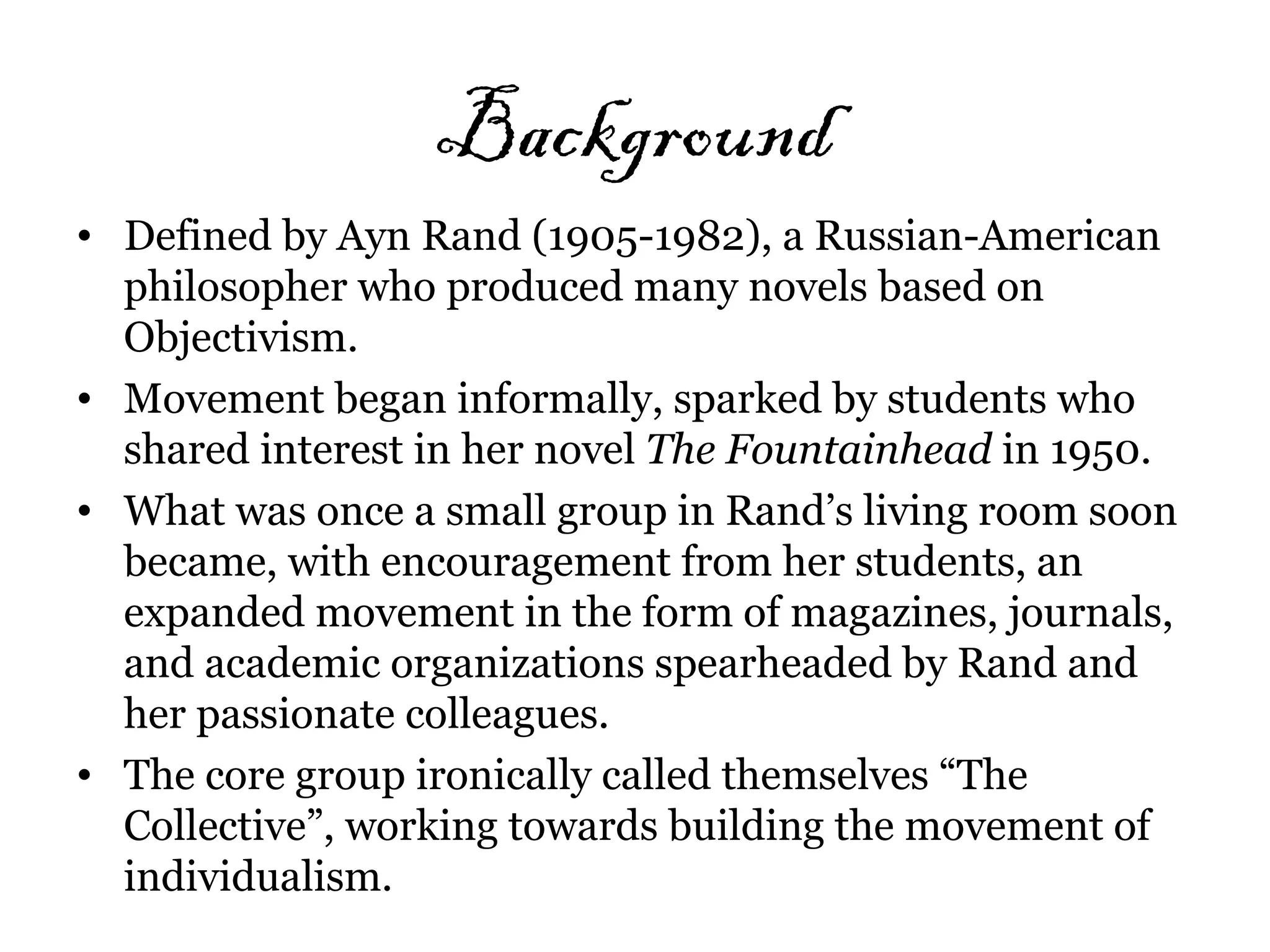 Objectivism | PPT | Fiction | Books and Literature