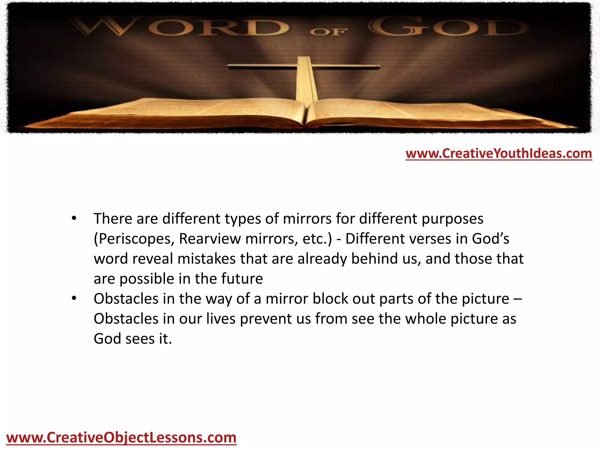 Object Lesson for Kids - God’s Word – a Mirror for Reflection | PPTX