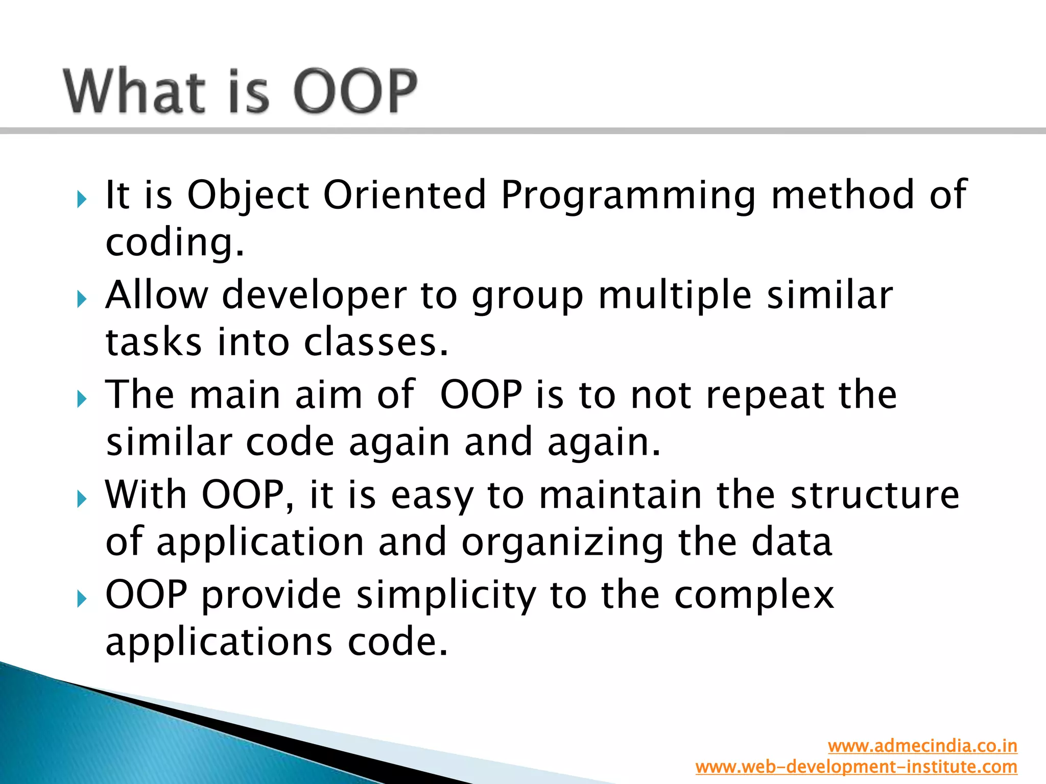 Object oreinted php | OOPs | PPTX