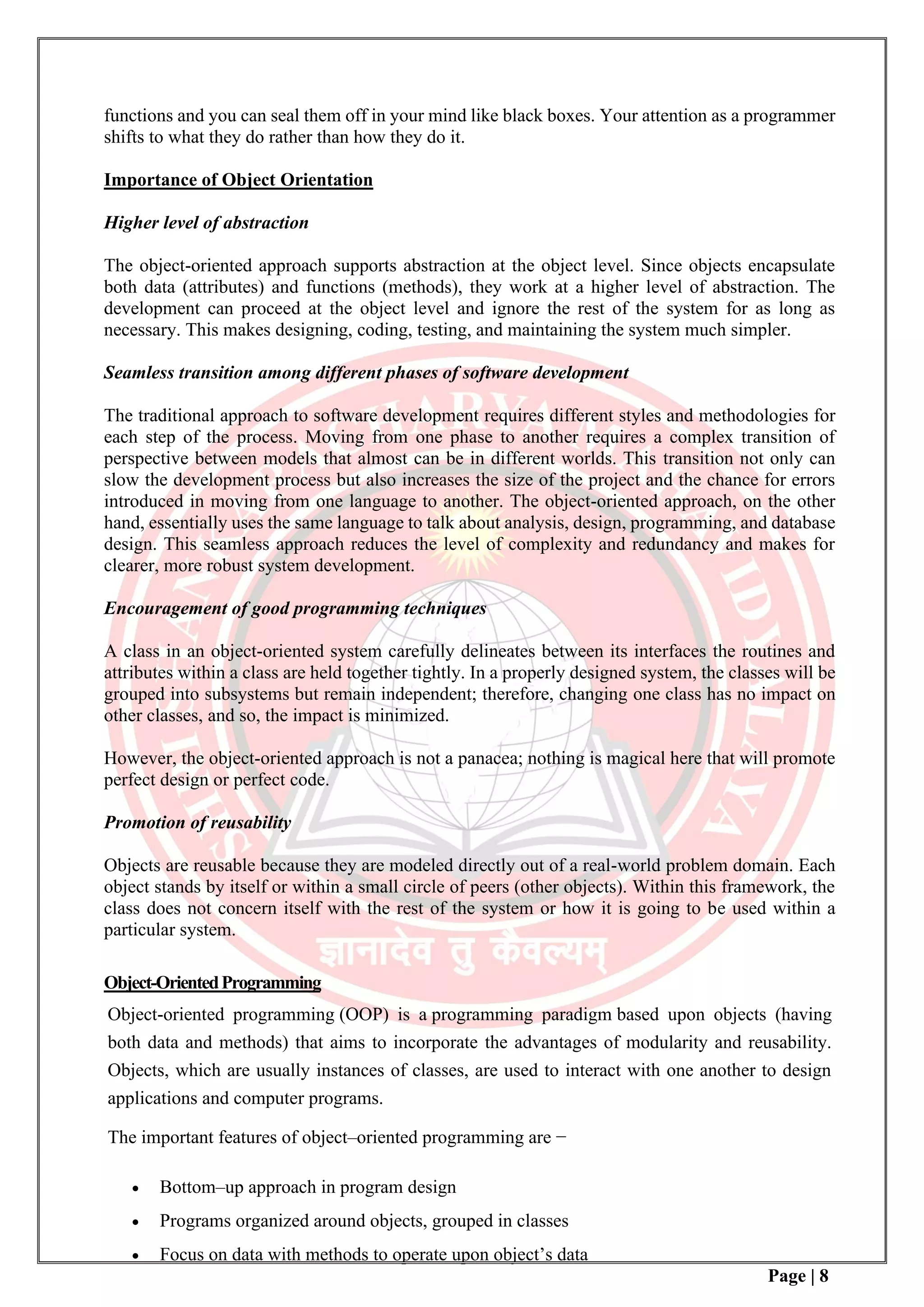 Object oriented analysis and design unit- i | PDF