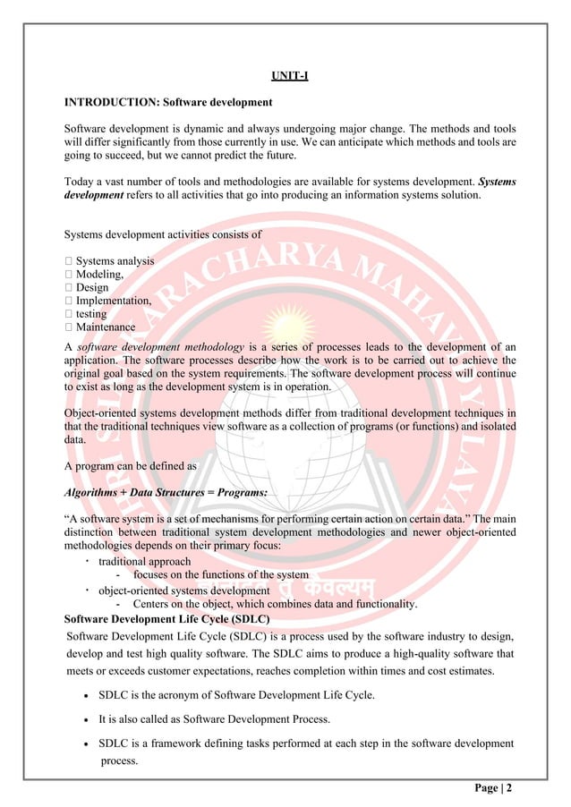 Object oriented analysis and design unit- i | PDF