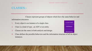 Object oriented analysis and design using uml classes and objects | PPTX