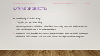 Object oriented analysis and design using uml classes and objects | PPTX