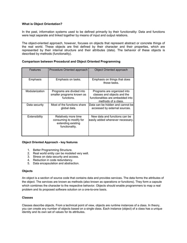 Object oriented basics | DOCX | Programming Languages | Computing