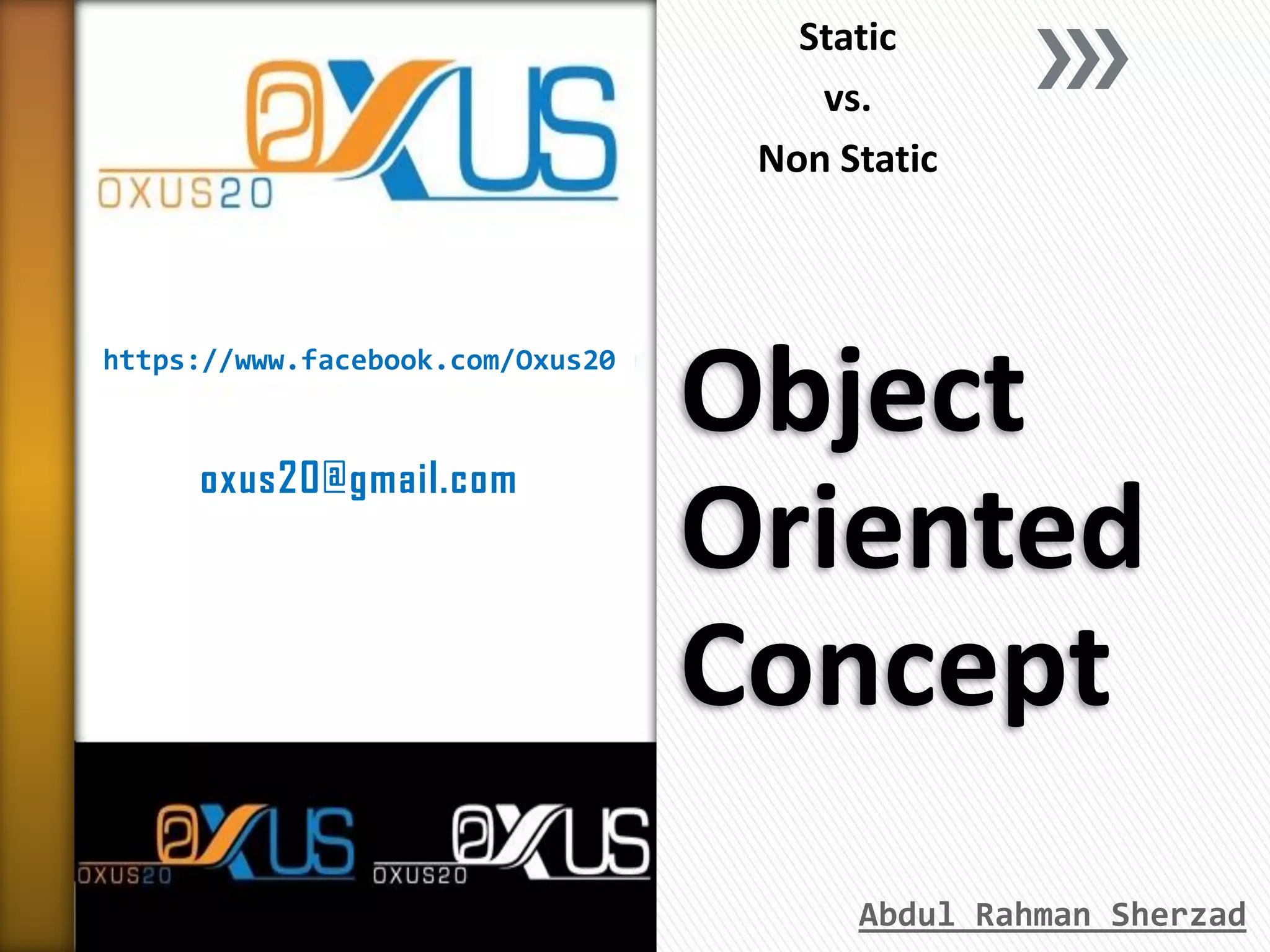 Object Oriented Concept Static vs. Non Static | PPT