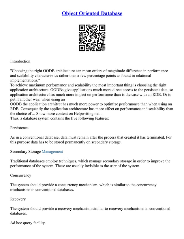 Object Oriented Database | PDF