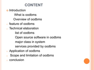 Object oriented dbms | PPTX | Databases | Computer Software and Applications