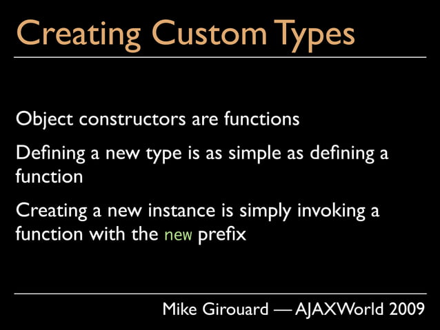 Creating Custom Types Object Constructors