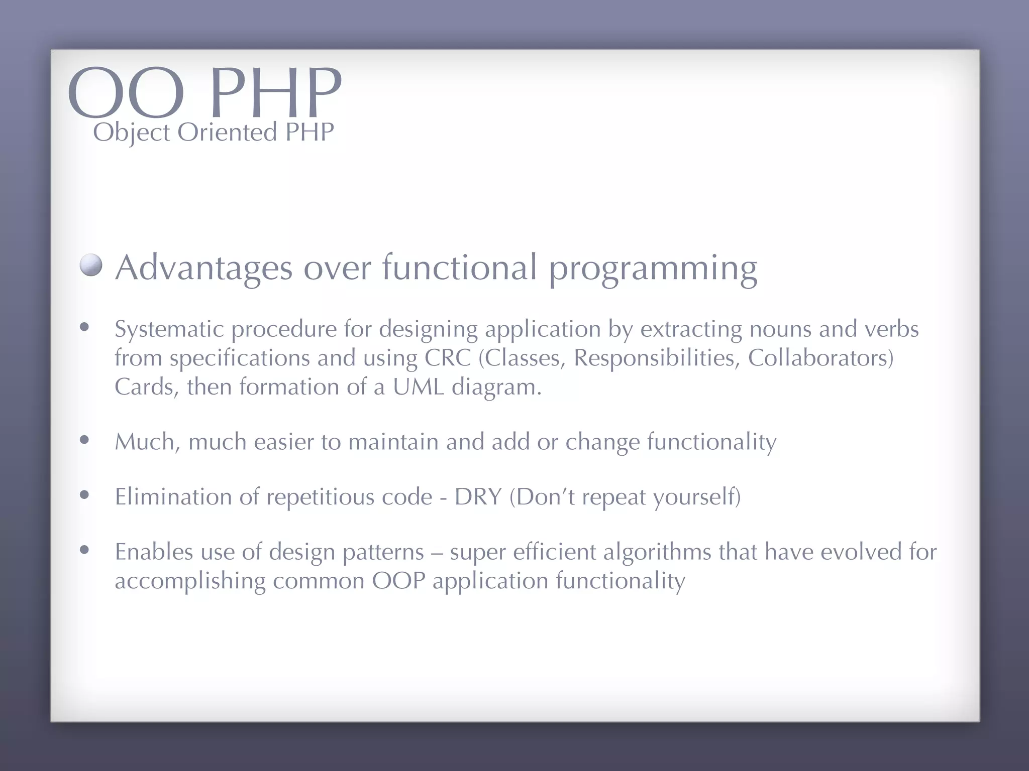 Object Oriented Php Overview Ppt