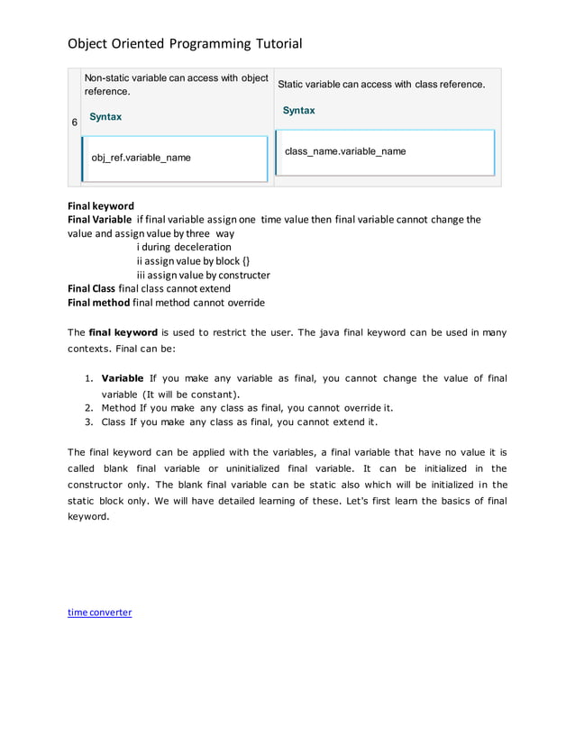 Object oriented programming tutorial | PDF