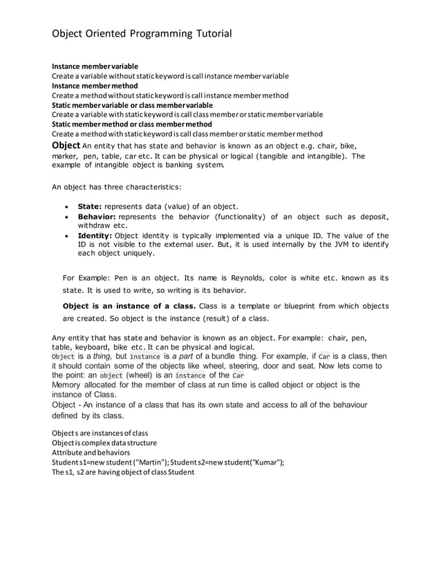 Object oriented programming tutorial | PDF