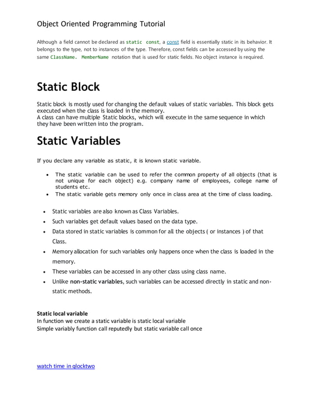 Object oriented programming tutorial | PDF