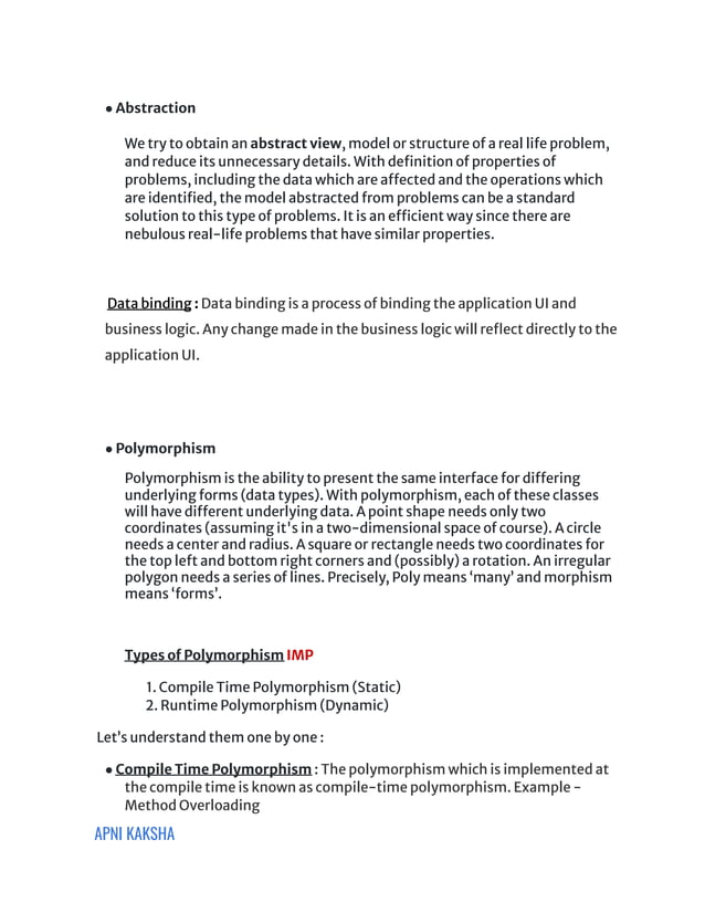 Object Oriented Programming notes provided | PDF