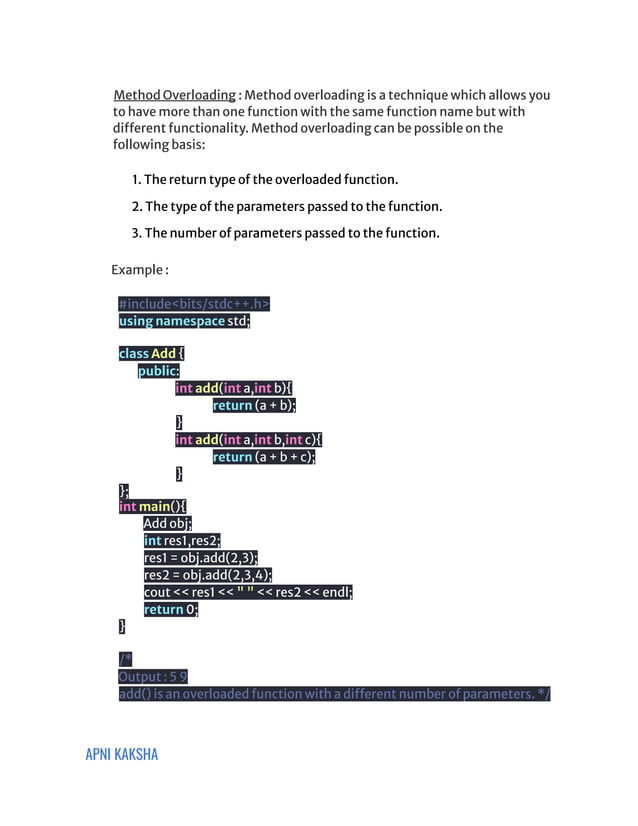 Object Oriented Programming notes provided | PDF