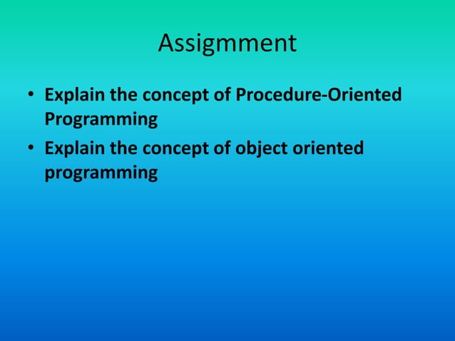 Object Oriented Programming 1 Introduction To Oop Ppt