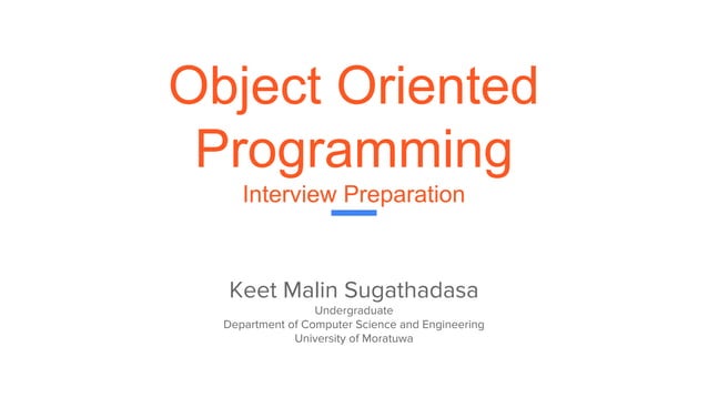 Object Oriented Programming Interview Questions Ppt