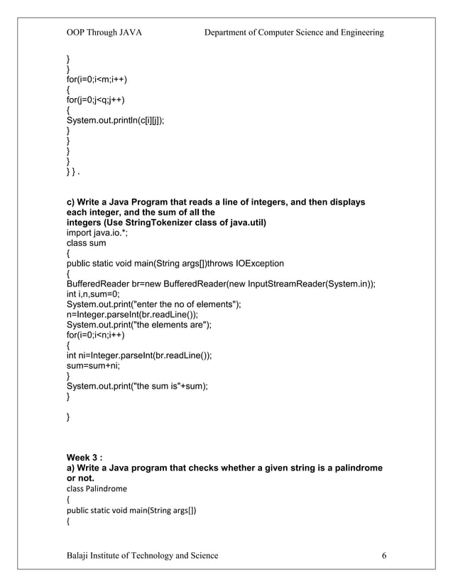 Object oriented programming la bmanual jntu | DOC | Programming Languages | Computing