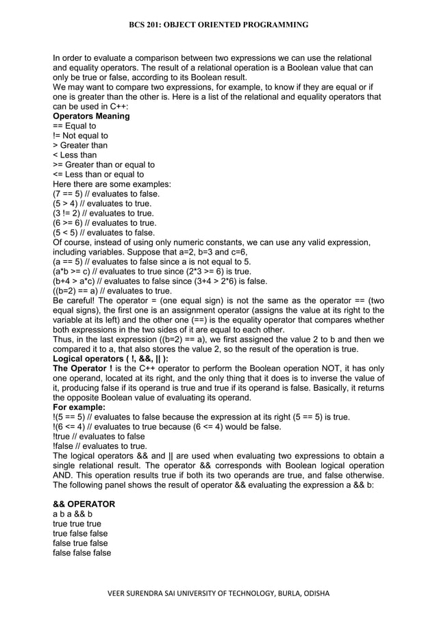 Object Oriented Programming Lecture Notes | PDF | Programming Languages ...