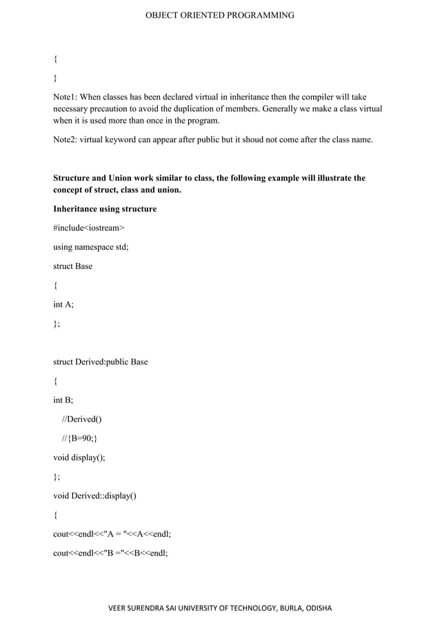 Object Oriented Programming Lecture Notes | PDF Object Oriented Programming Lecture Notes | PDF