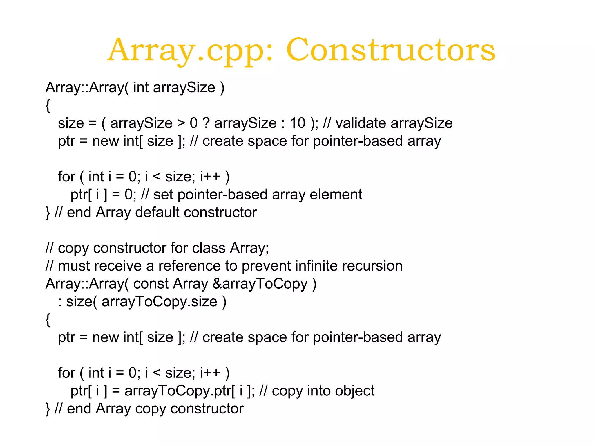 Object Oriented Programming Operator Overloading Array Ppt