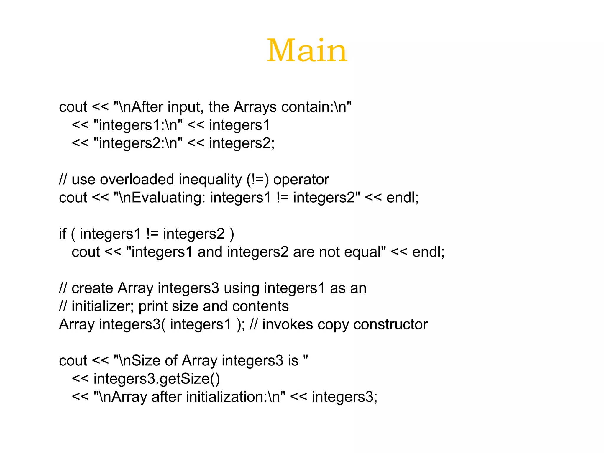 Object Oriented Programming Operator Overloading Array Ppt