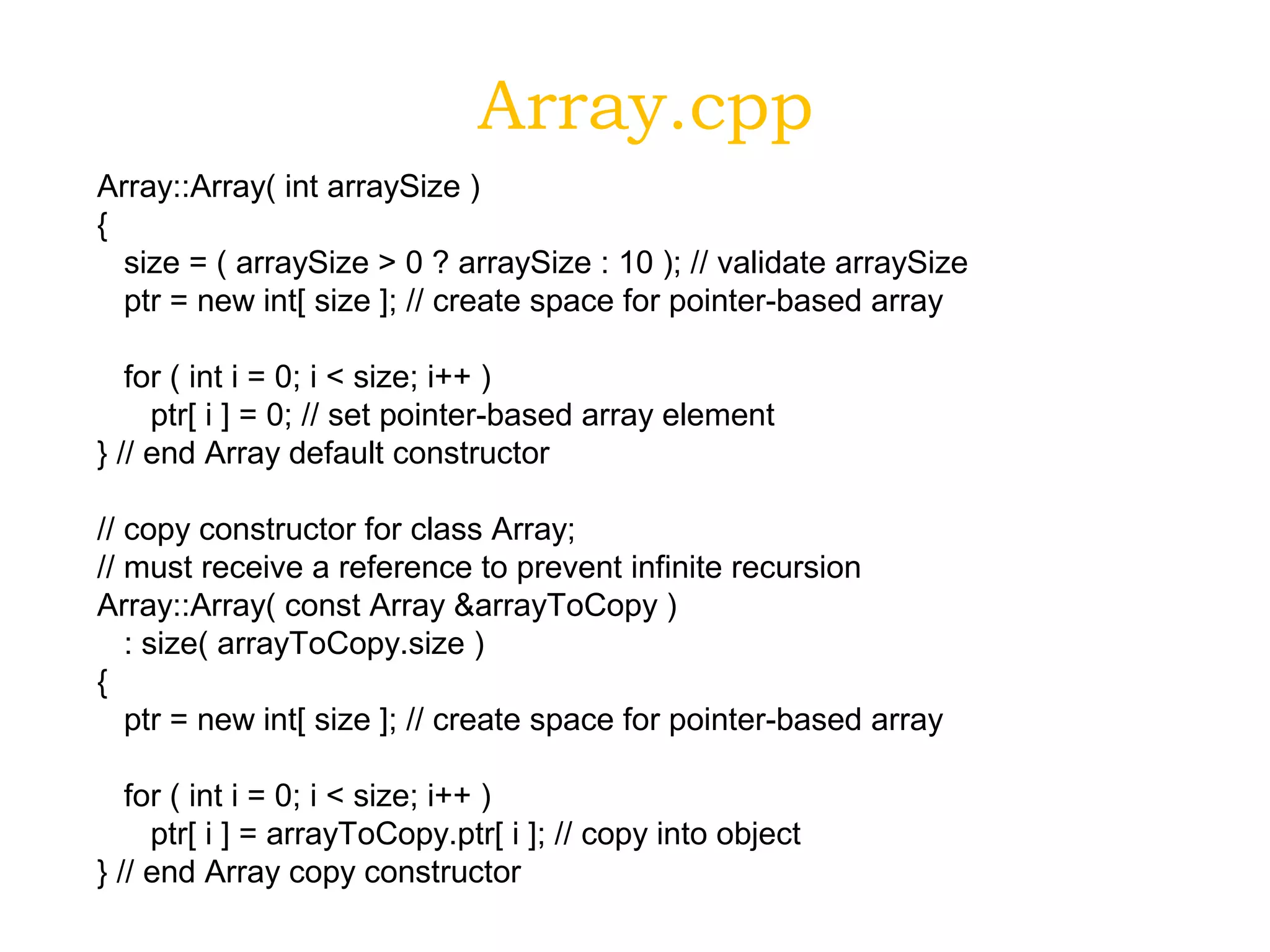 Object Oriented Programming Operator Overloading Array Ppt