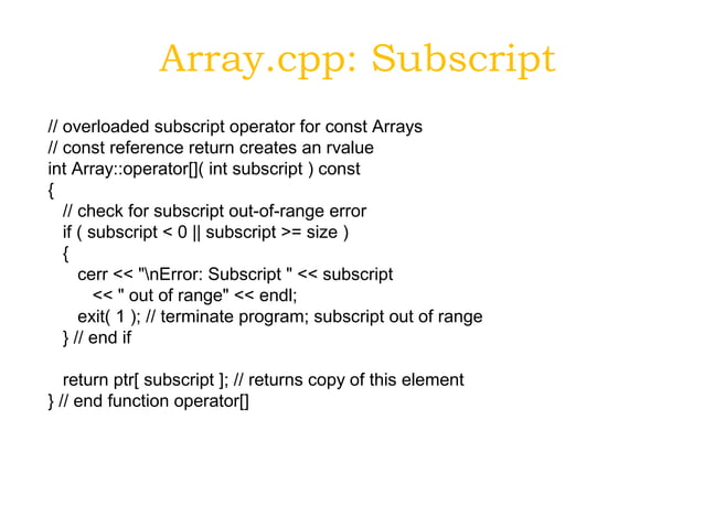 Object Oriented Programming Operator Overloading Array Ppt
