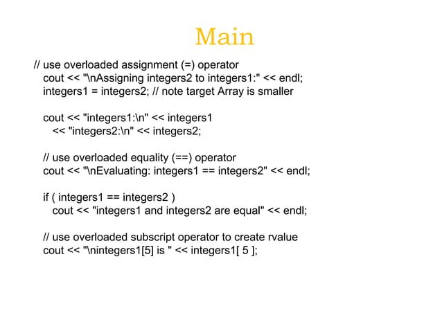 Object Oriented Programming Operator Overloading Array Ppt