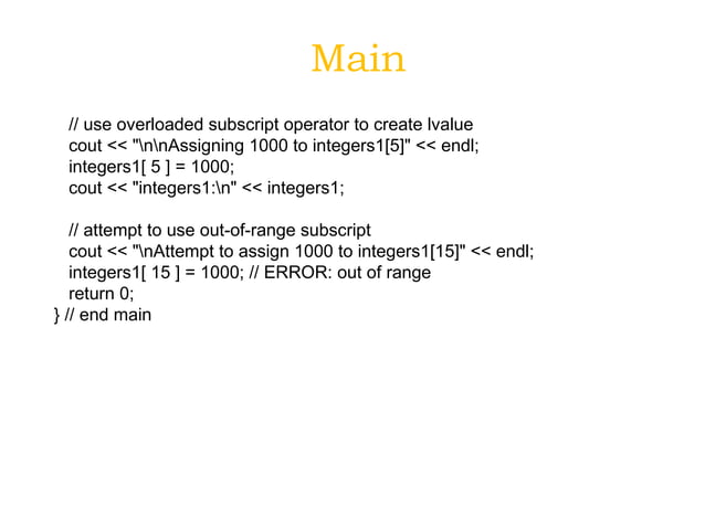 Object Oriented Programming Operator Overloading Array Ppt