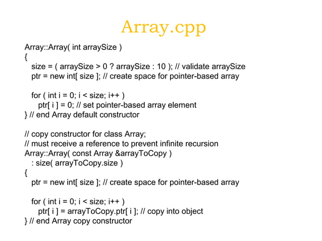 Object Oriented Programming Operator Overloading Array Ppt